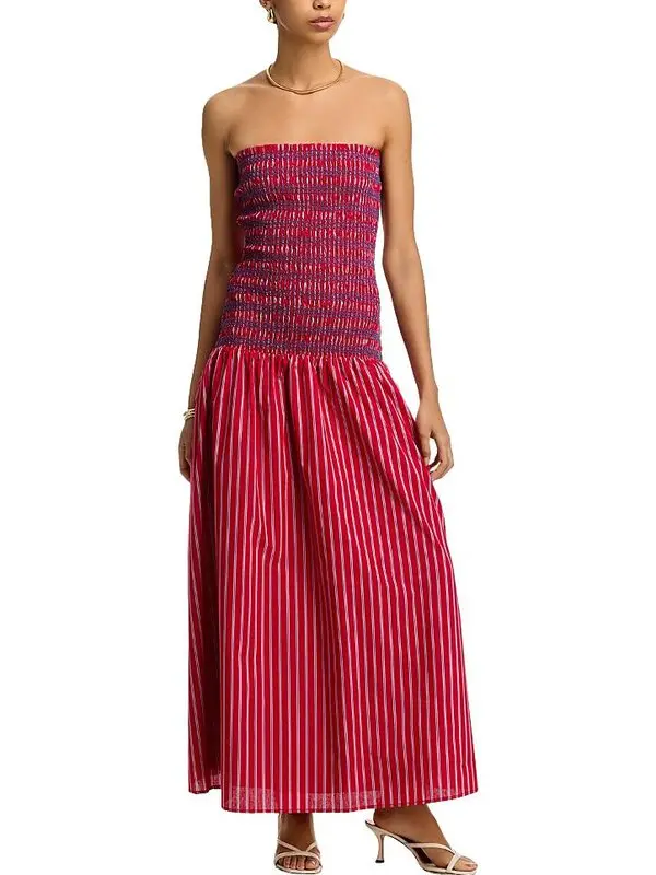 Line & Dot Claudine Poplin Maxi Dress - Red
