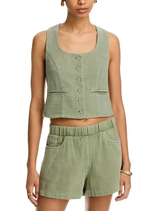 Blanknyc Button-front Vest - Desert Sage
