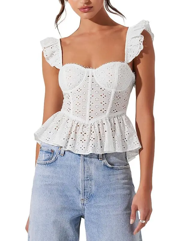 Astr The Label Baylin Bustier Peplum Top - White