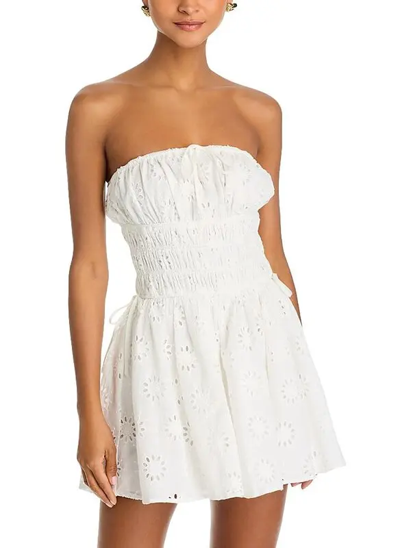 LUCY PARIS Analise Eyelet Mini Dress - White