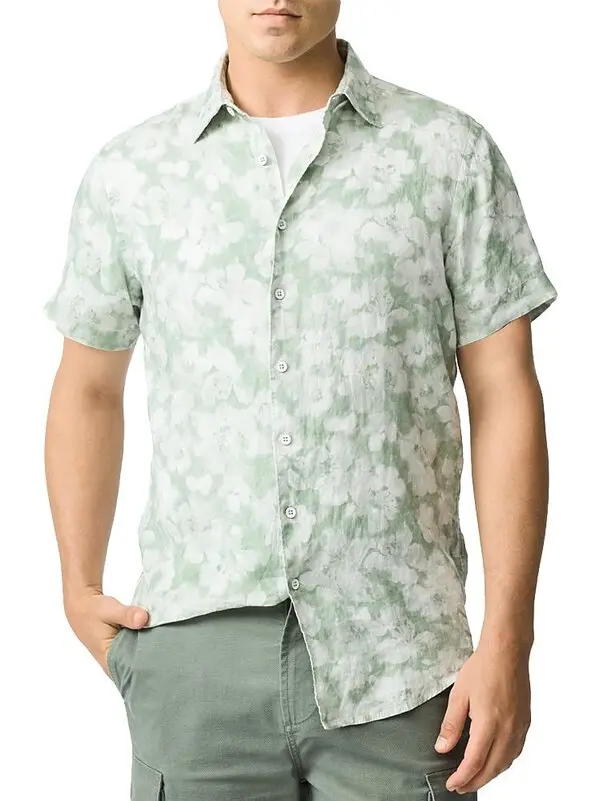 Rodd & Gunn Springflat Slim Fit Short Sleeve Linen Shirt - Pistachio