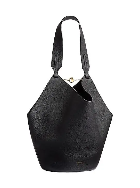 Khaite Lotus Small Leather Tote Bag - Black