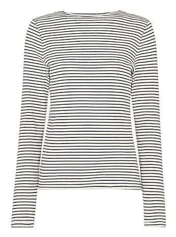 Whistles Striped Long-sleeved Stretch-cotton Top - Cream