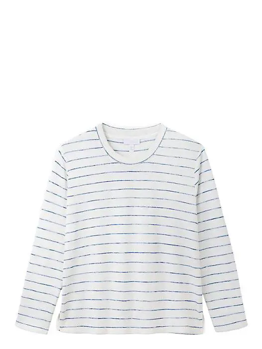 THE WHITE COMPANY Striped Long-sleeved Stretch-jersey T-shirt - White/blue