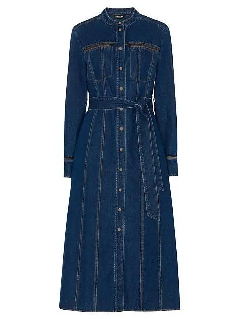 Whistles Myra Tie-waist Denim Midi Dress - Blue