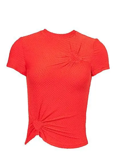 AMY LYNN Heart-shape Cut-out Stretch-woven Top - Red