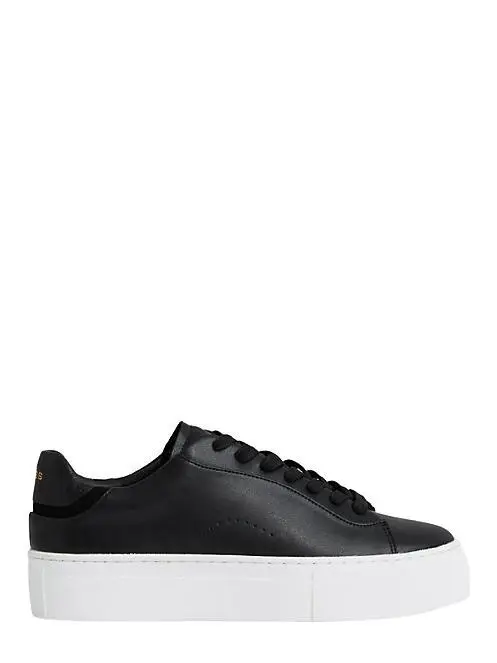 REISS Francesca Chunky-sole Leather Low-top Trainers - Black
