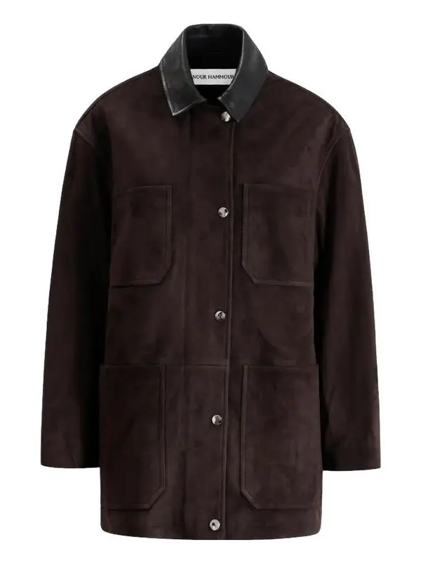 Nour Hammour Barn Jacket - Mocha Suede & Black