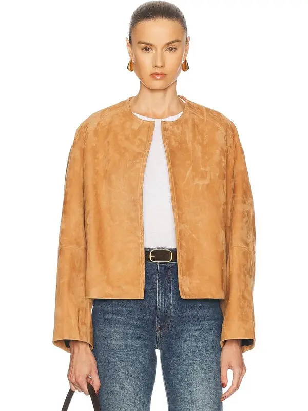 Nour Hammour Mira Jacket - Beige Suede