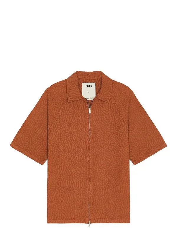 Oas Terracotta Turleo Zack Full Zip Shirt In Brick - Red