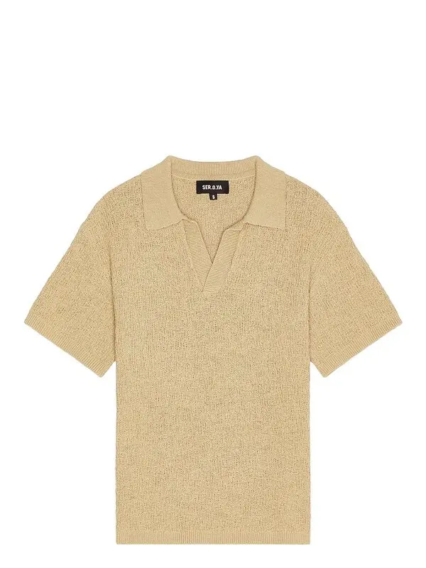 SEROYA Alexander Knit Polo Shirt In Brown - Tan