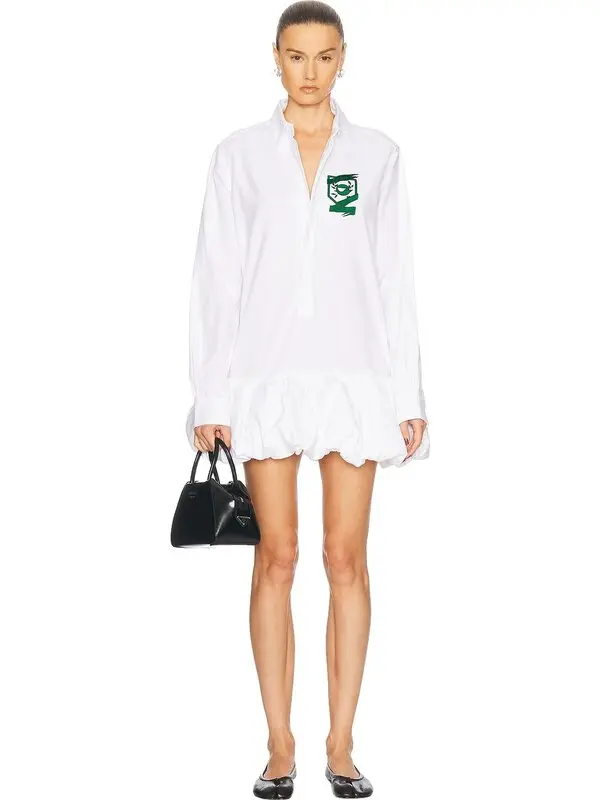 Coperni Gathered Hem Shirt Dress - White