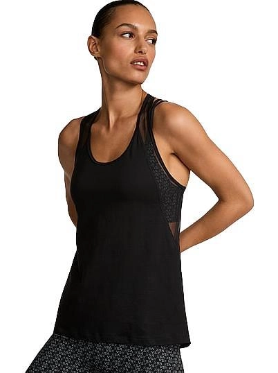 Victoria's Secret Vsx Cotton Jersey Racerback Tank Top - Black