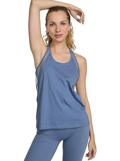 Victoria's Secret Vsx Cotton Jersey Racerback Tank Top - Blue
