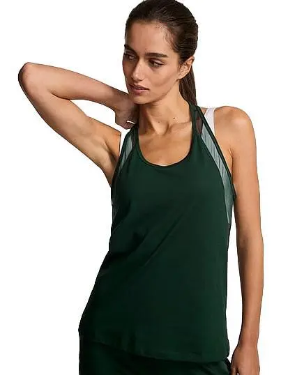 Victoria's Secret Vsx Cotton Jersey Racerback Tank Top - Green