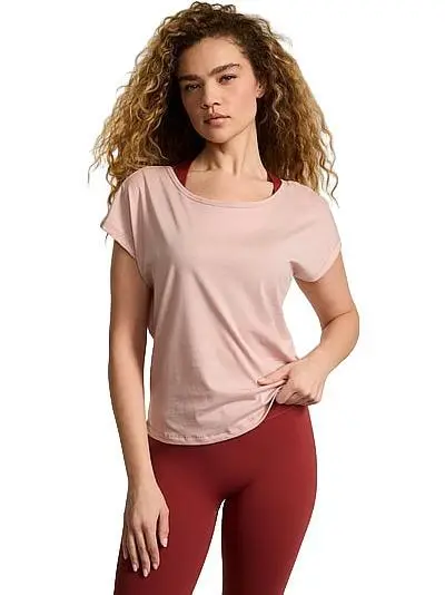 Victoria's Secret Vsx Pima Cotton Jersey Open-back Tee - Beige