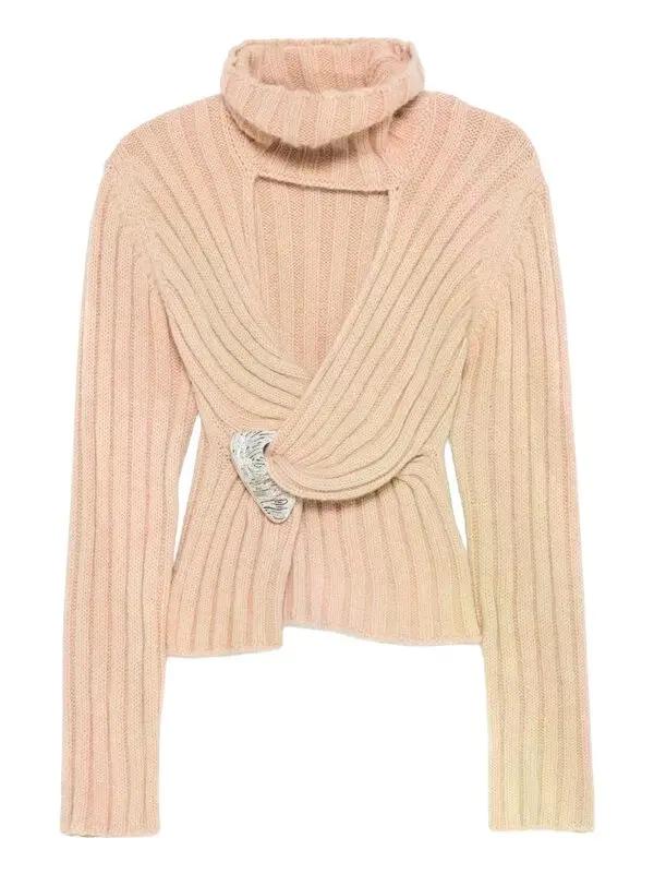 AREA Twisted Roll-neck Sweater - Neutrals