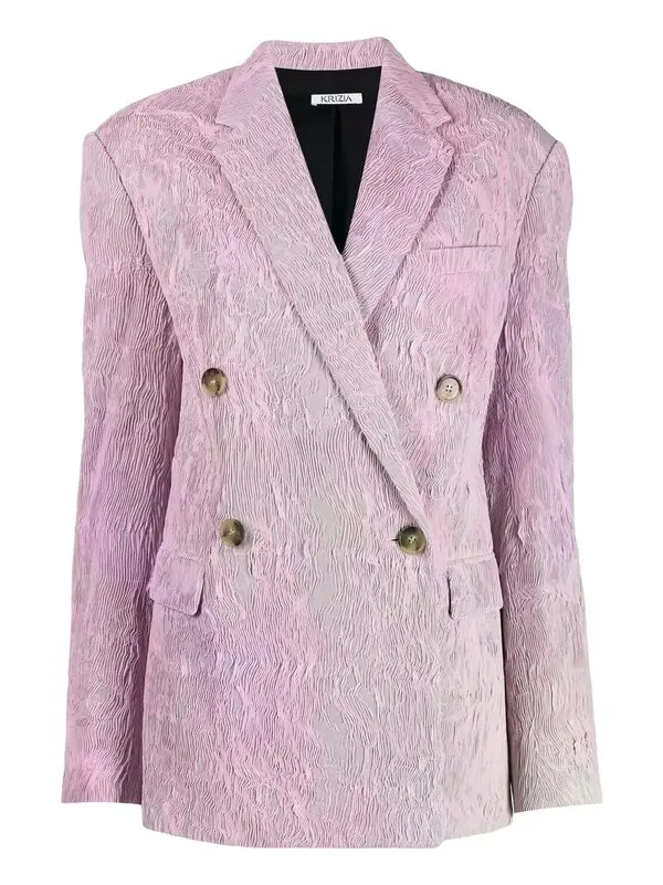 KRIZIA Crinkled Double-breasted Blazer - Pink