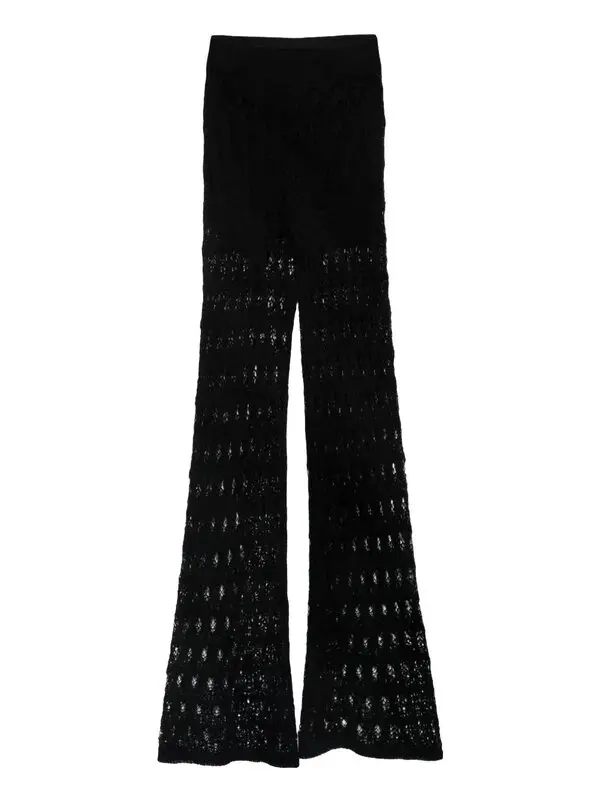 ROBERTO COLLINA Lace-effect Knit Trousers - Black