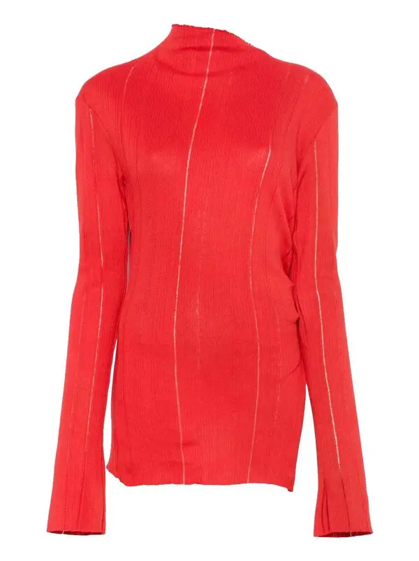 JADE CROPPER Slit-detail Knitted Top - Red