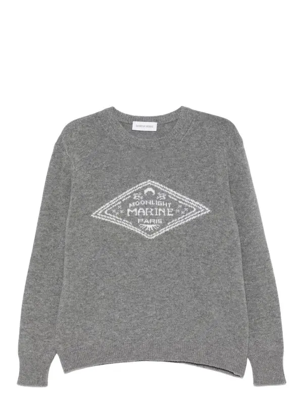 MARINE SERRE Logo-intarsia Knit Sweater - Grey