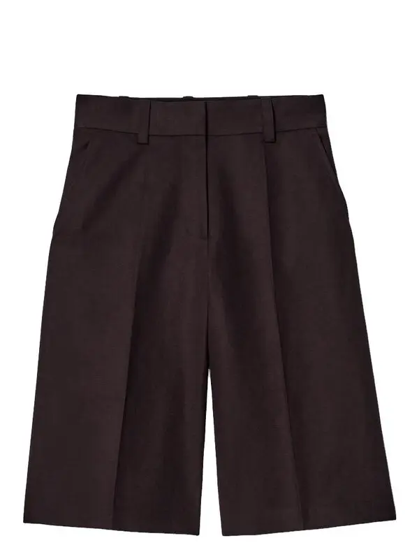 Cos Tailored Linen-blend Longline Shorts - Brown