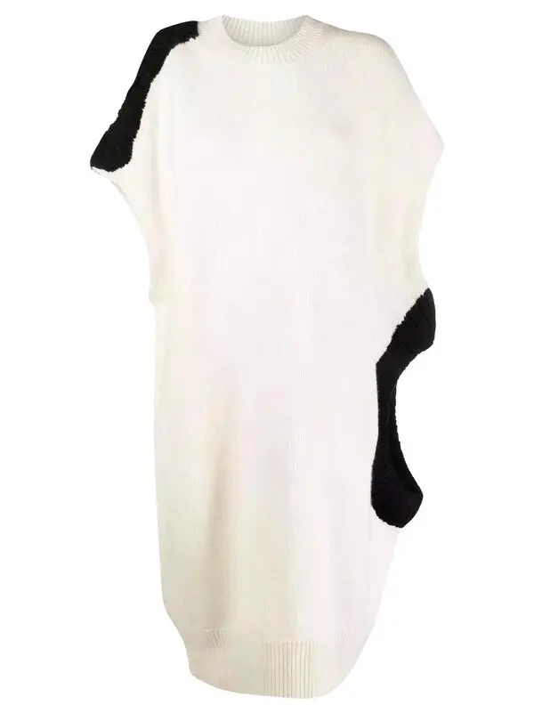 KRIZIA Colour-block Virgin Wool-cashmere Knitted Dress - White