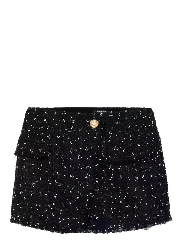 Balmain Tweed Mini Skirt - Black