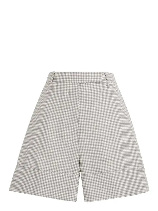 Thom Browne Gingham Wool-blend Shorts - Light Gray