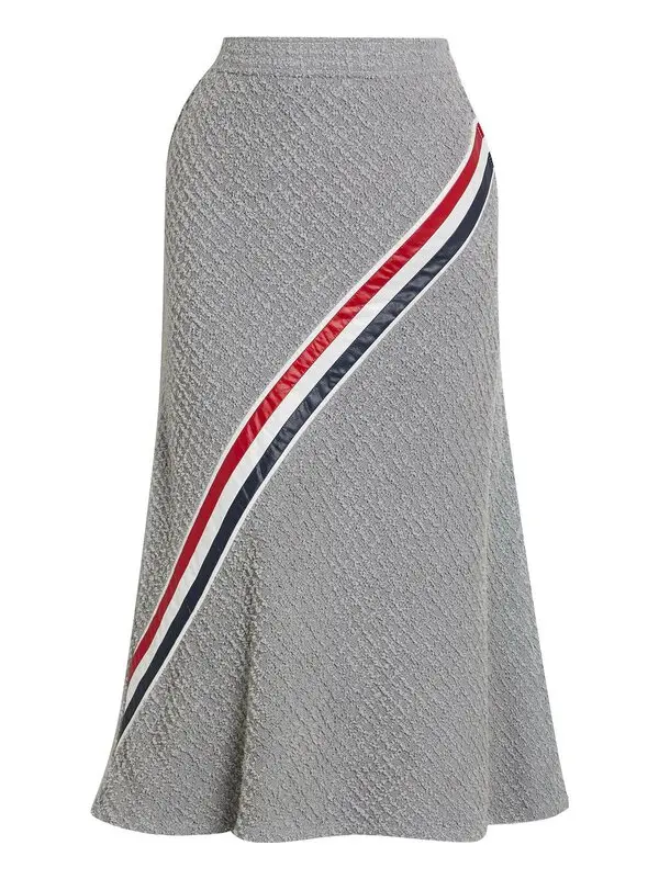 Thom Browne Striped Cotton-blend Tweed Midi Skirt - Gray