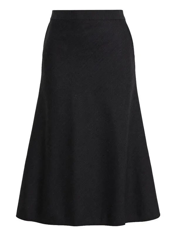 Thom Browne Herringbone Wool Midi Skirt - Charcoal