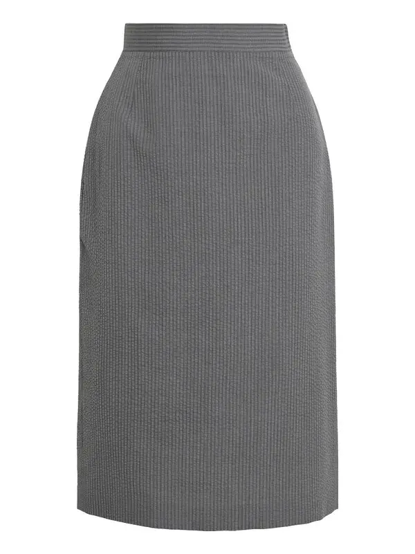 Thom Browne Wool-seersucker Midi Skirt - Gray