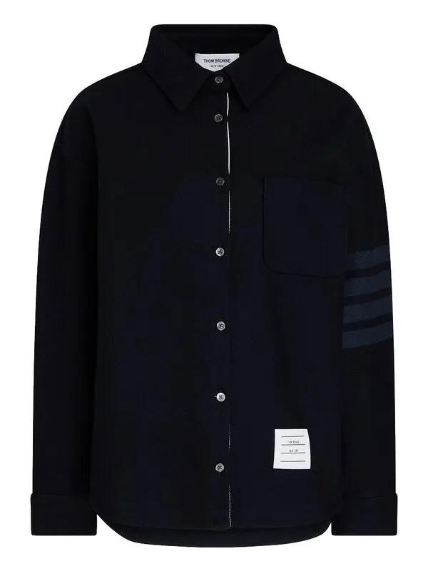 Thom Browne Striped Cotton-twill Shirt - Navy