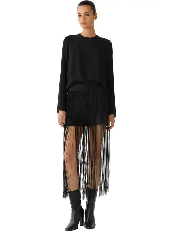 Veronica De Piante Allegra Fringe Wool Shorts - Black