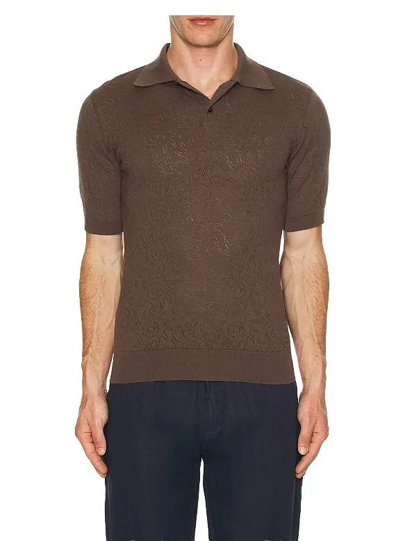 FAR AFIELD Belser Knitted Polo In . Also - Brown