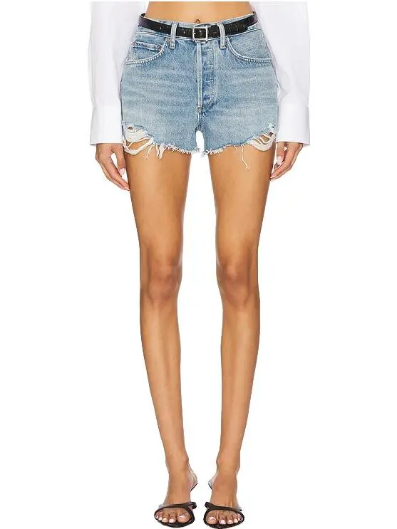 AGOLDE Parker Cut Off Denim Shorts - Blue