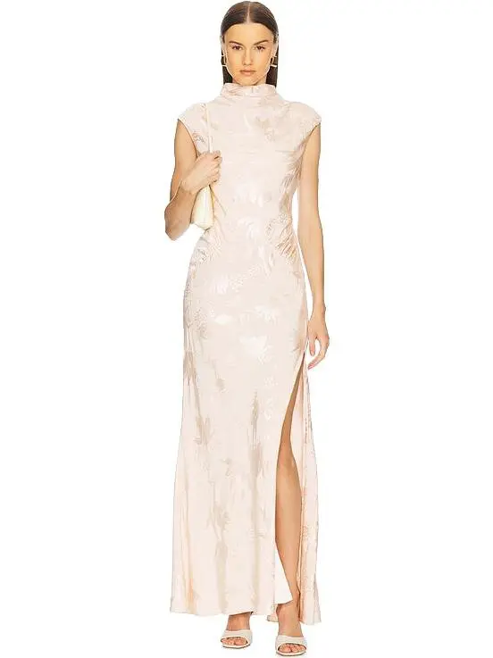L'academie Avalon Maxi Dress With Floral Embroidery - Blush