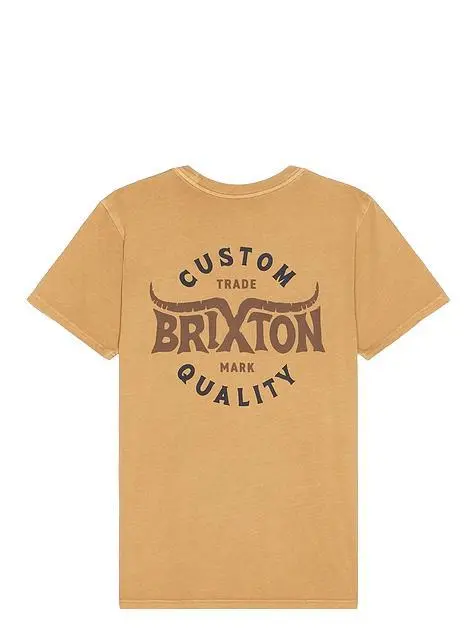 Brixton Gibson Short Sleeve Standard Tee In Tan - Duon Worn Wash