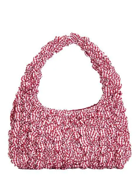 LOEFFLER RANDALL Smocked Mini Hobo Bag - Red Gingham