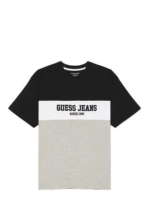Guess Horizontal Stripe Tee - Medium Grey Heather