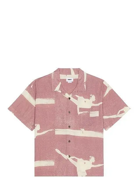 Obey Jacques Woven Shirt In Pink - Mauve Multi