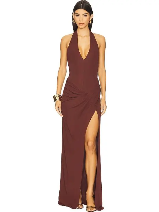 MICHAEL COSTELLO Aura Gown - Chocolate Brown