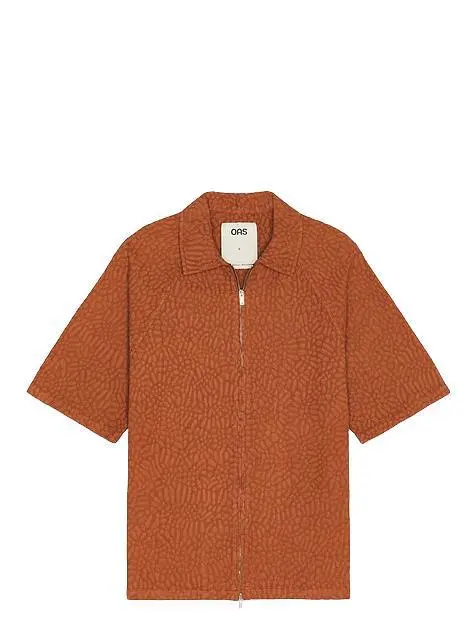 Oas Terracotta Turleo Zack Full Zip Shirt In Brick - Red