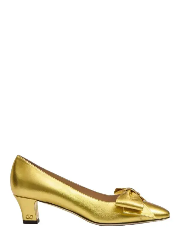 Valentino Garavani 45mm Bowow Leather Pumps - Gold