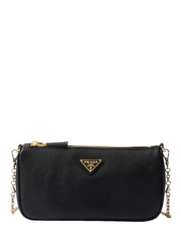 Prada Mini Leather Chain Shoulder Bag - Black