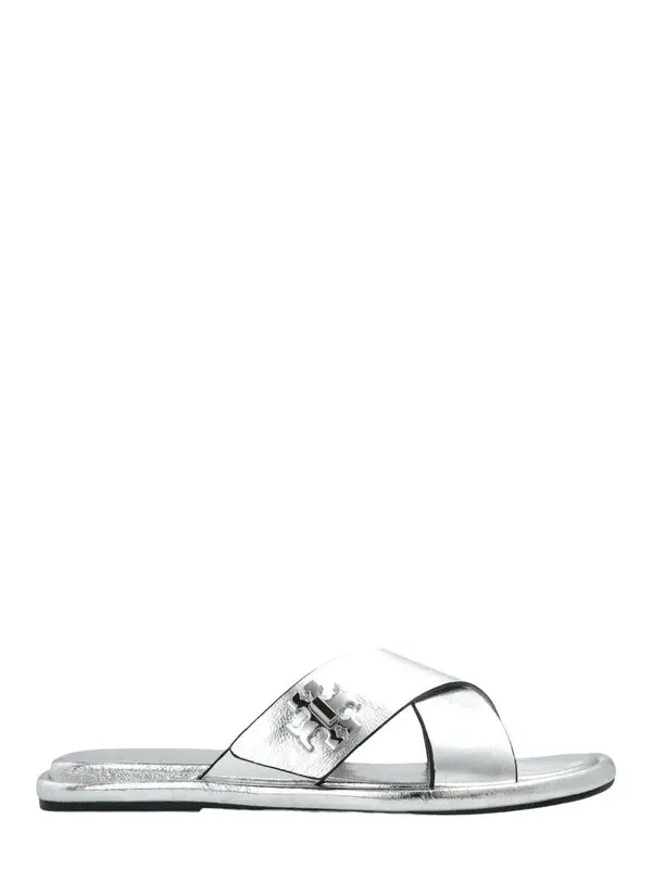 Tory Burch Logo-plaque Sandals - Silver