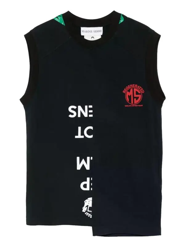 MARINE SERRE Regenerated Graphic-t-shirts Tank Top - Black