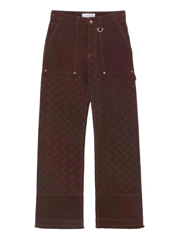 MARINE SERRE Moon-jacquard Twill Jeans - Brown