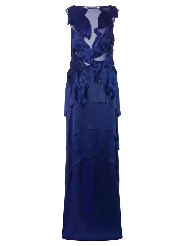 Alberta Ferretti Satin Maxi Dress - Blue