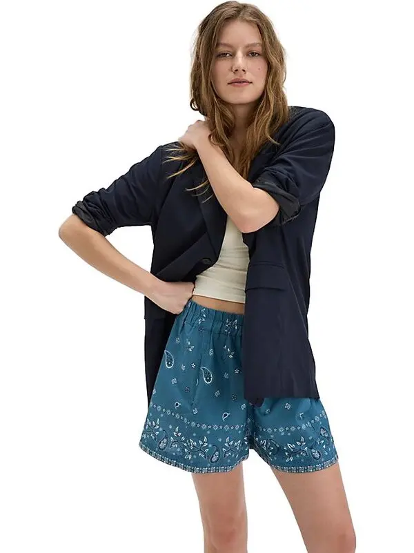 Free People Bandana Poplin Shorts - Chambray
